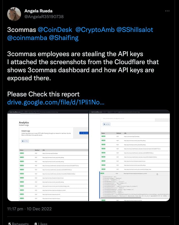 Fake screenshots are being circulated claiming 3Commas employees stole API keys