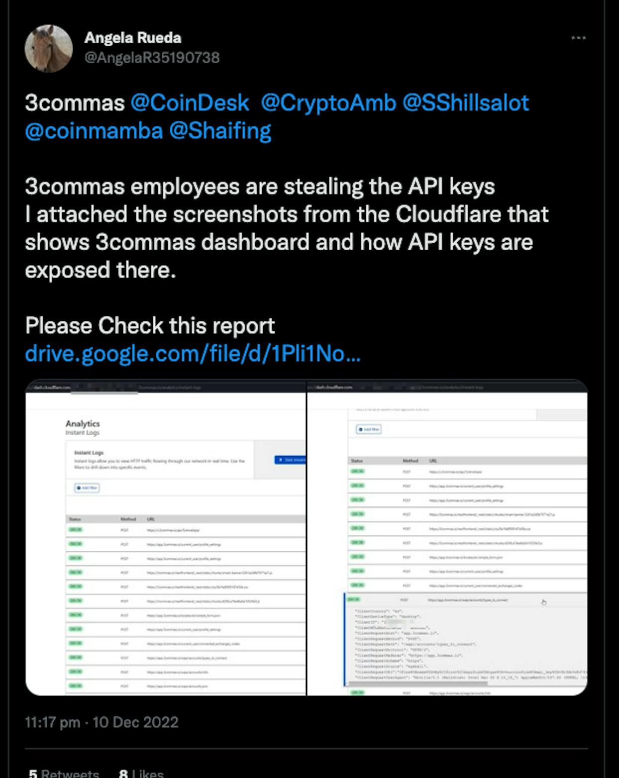 Fake screenshots are being circulated claiming 3Commas employees stole API keys