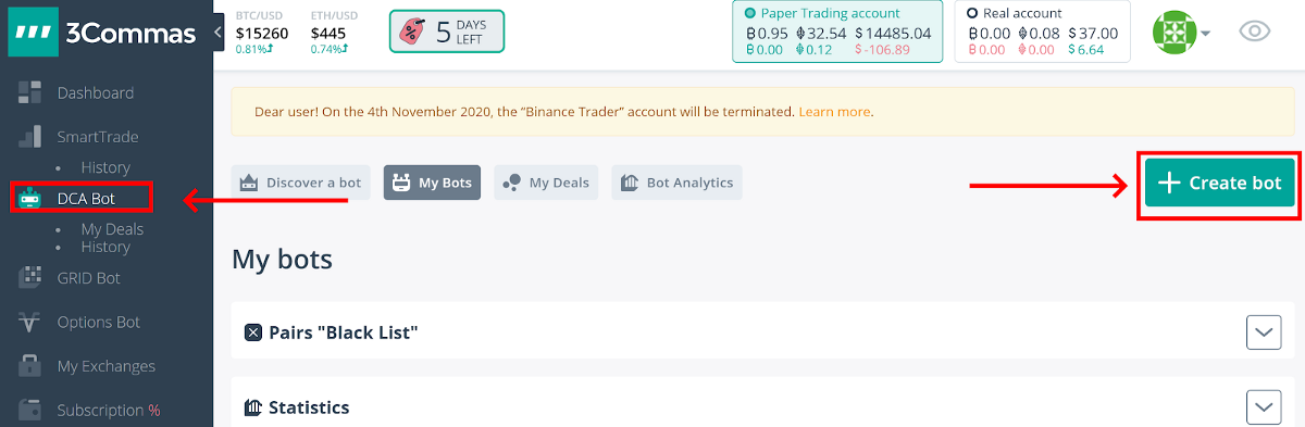 DCA Bots: Creating a DCA Bot using a Built-In Technical Analysis Indicator