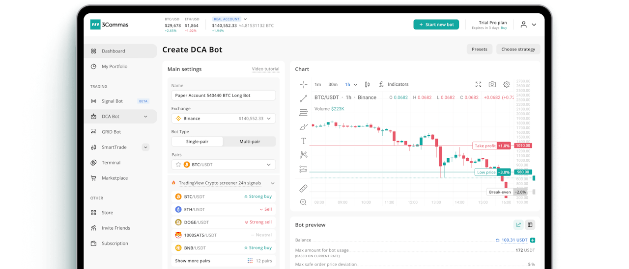 3Commas - Crypto Trading Bot Automated Altcoin/Bitcoin Platform