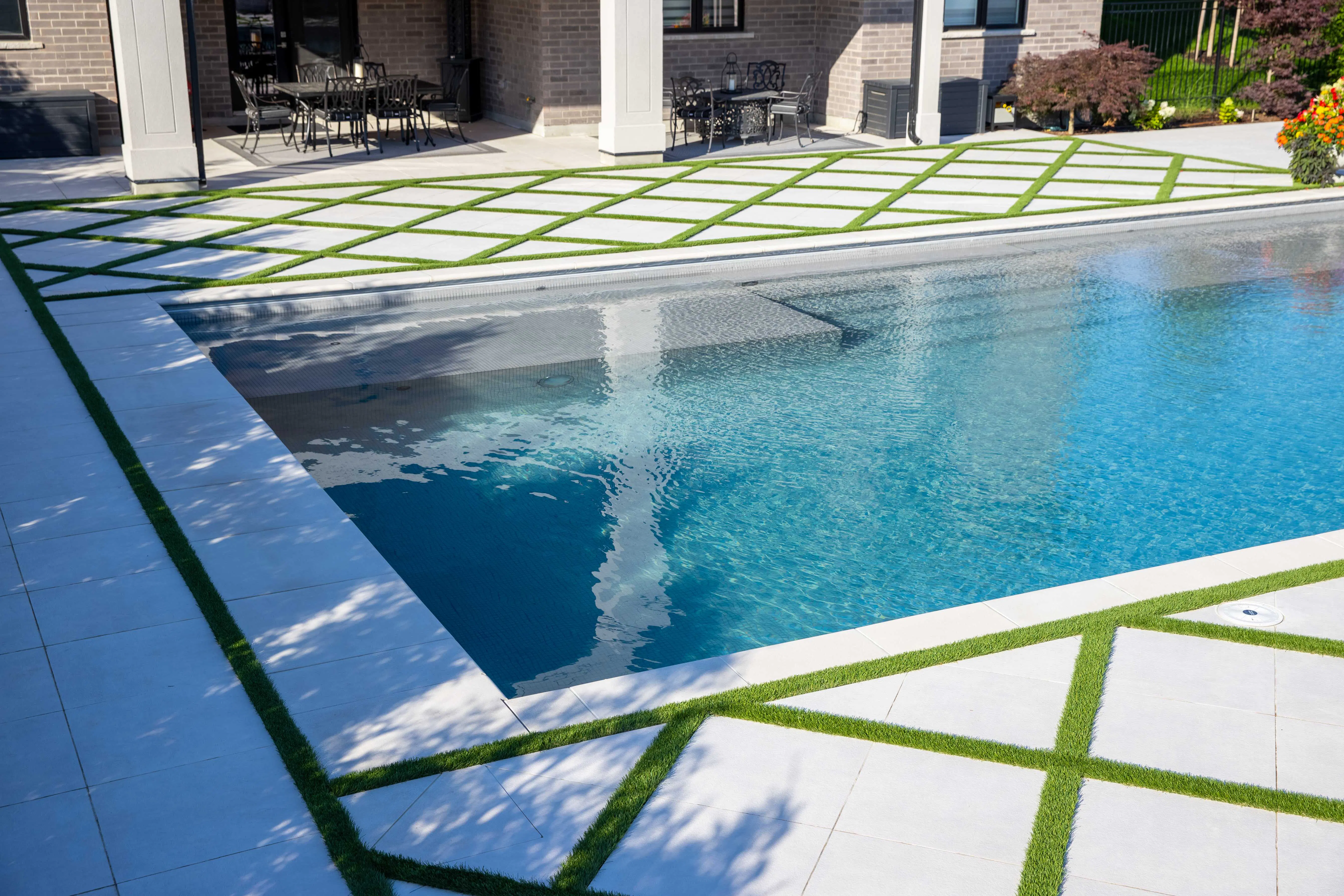 Close up on modern outdoor pool