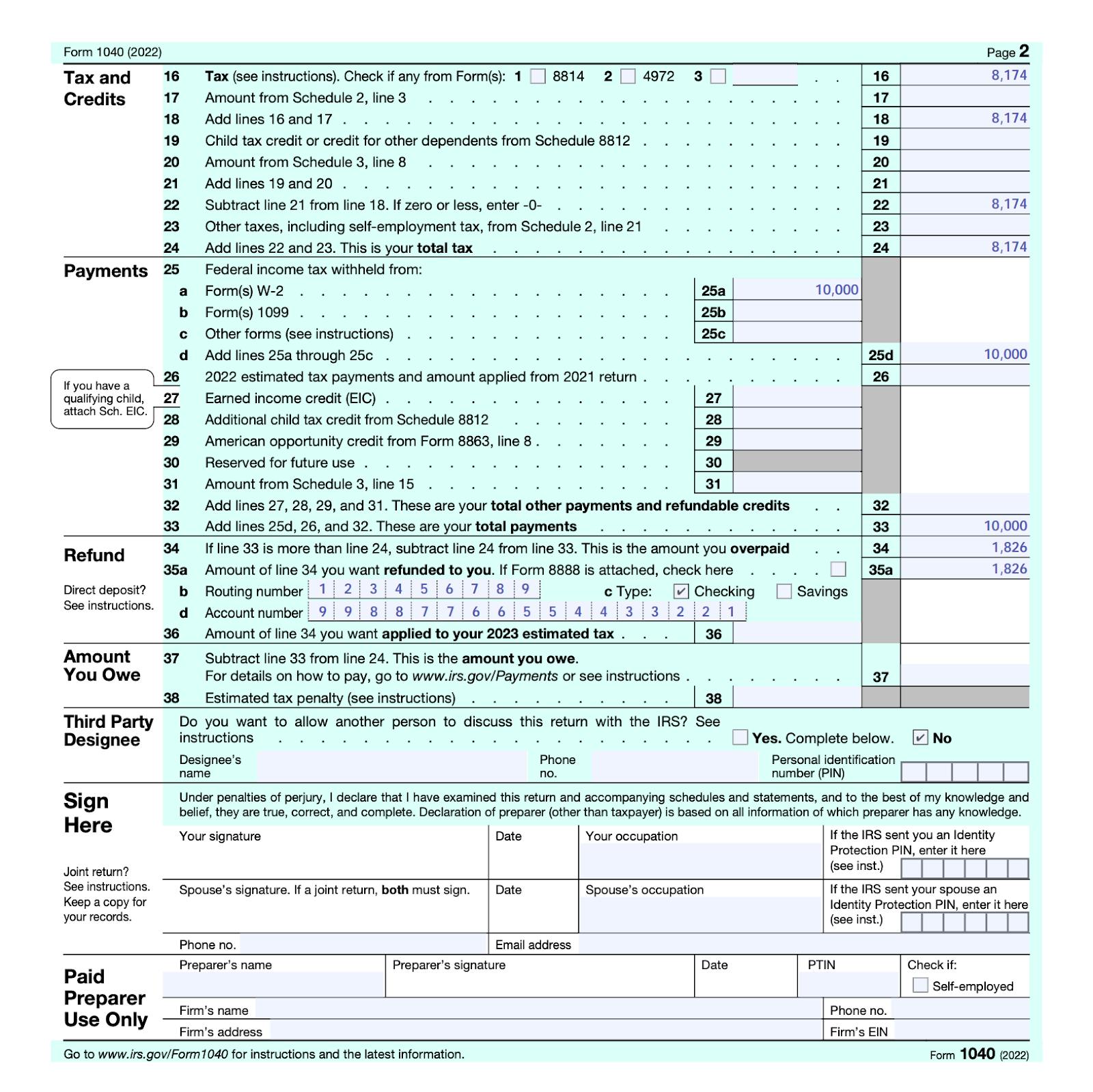 1040 Form 2022