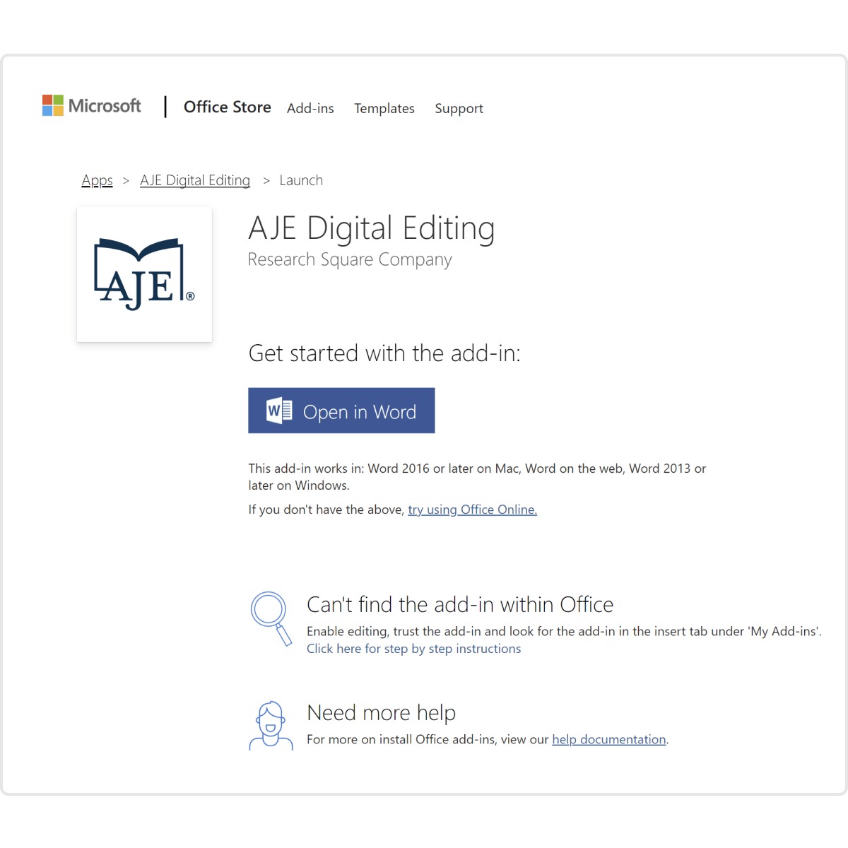 AJEデジタル英文校正Microsoft Wordアドイン | AJE