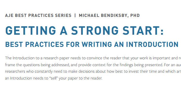 Getting a Strong Start: Best Practices for Writing an Introduction | AJE