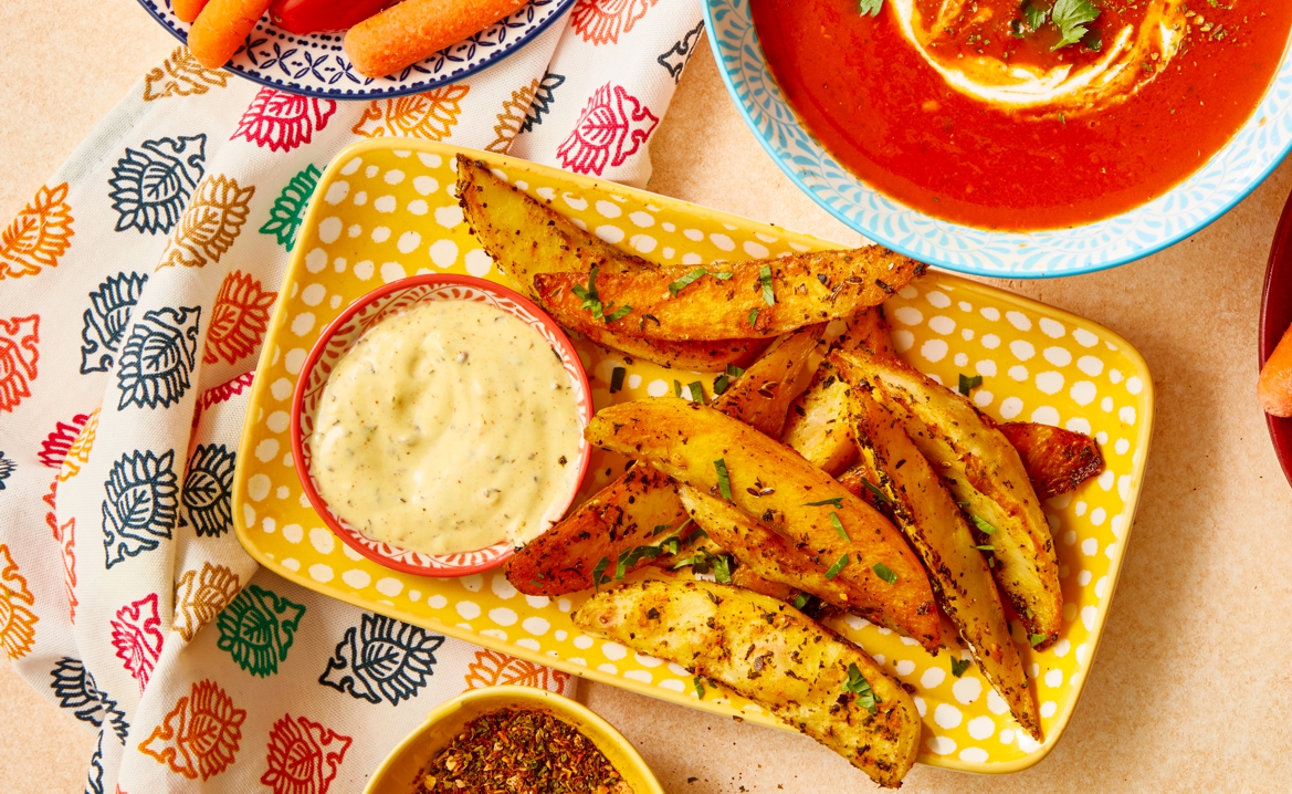 Yummy Potato Wedges with Creamy Dipping Sauce