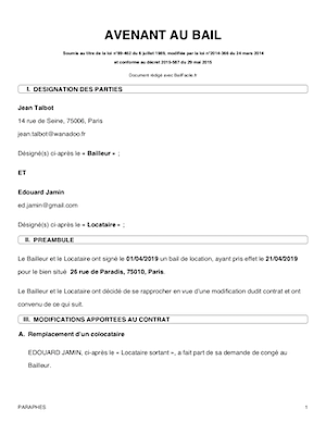 Avenant au Bail de Location | Modèle Gratuit à Télécharger📋