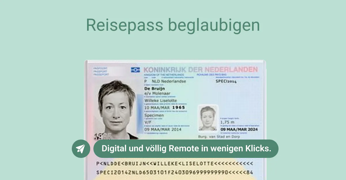 Reisepasskopie digital beglaubigen lassen – beglaubigt.de