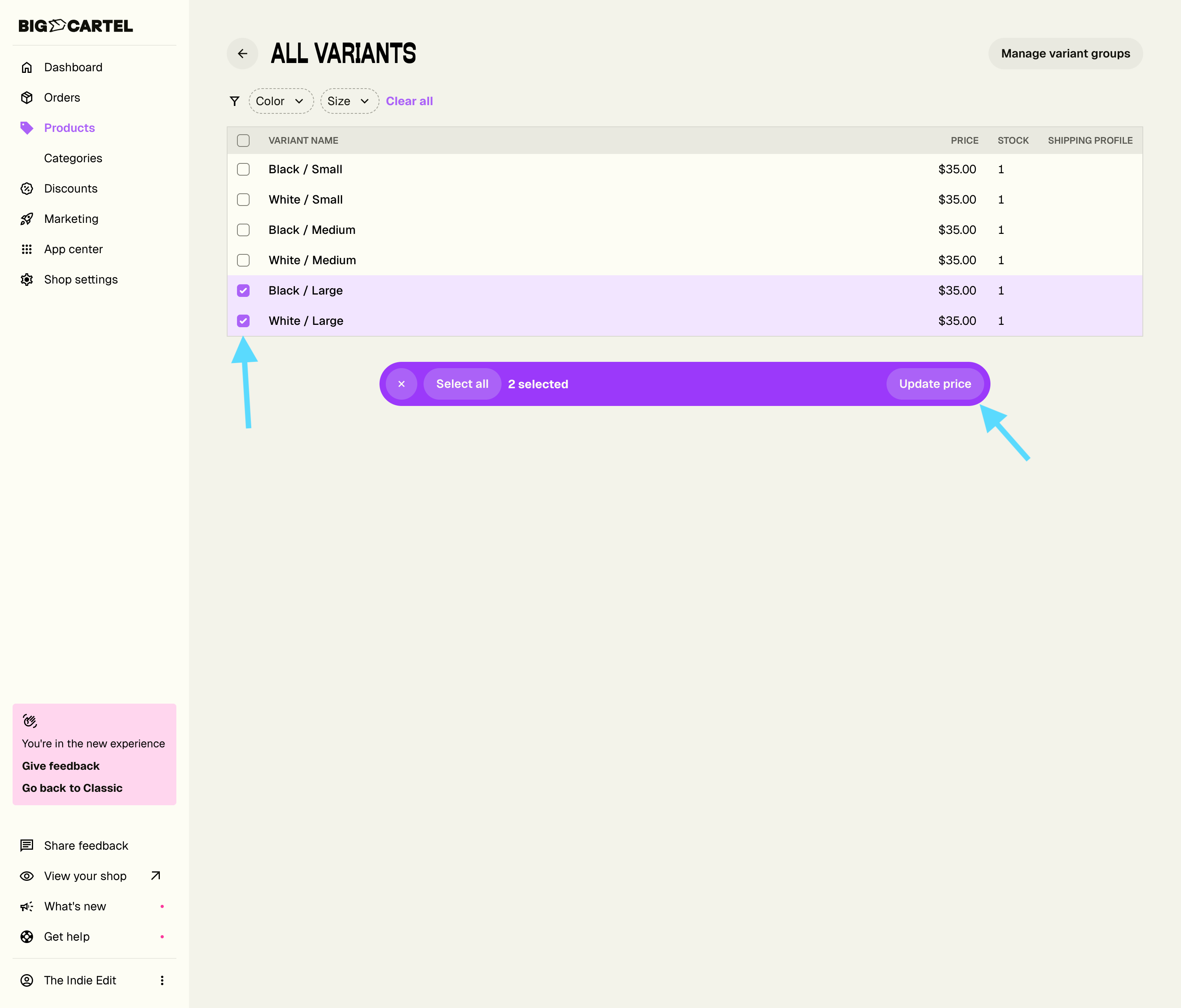 unique products list
