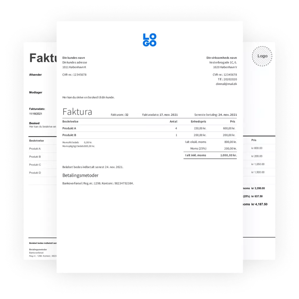 Hent gratis fakturaskabelon - design din egen fakturaskabelon | Billy