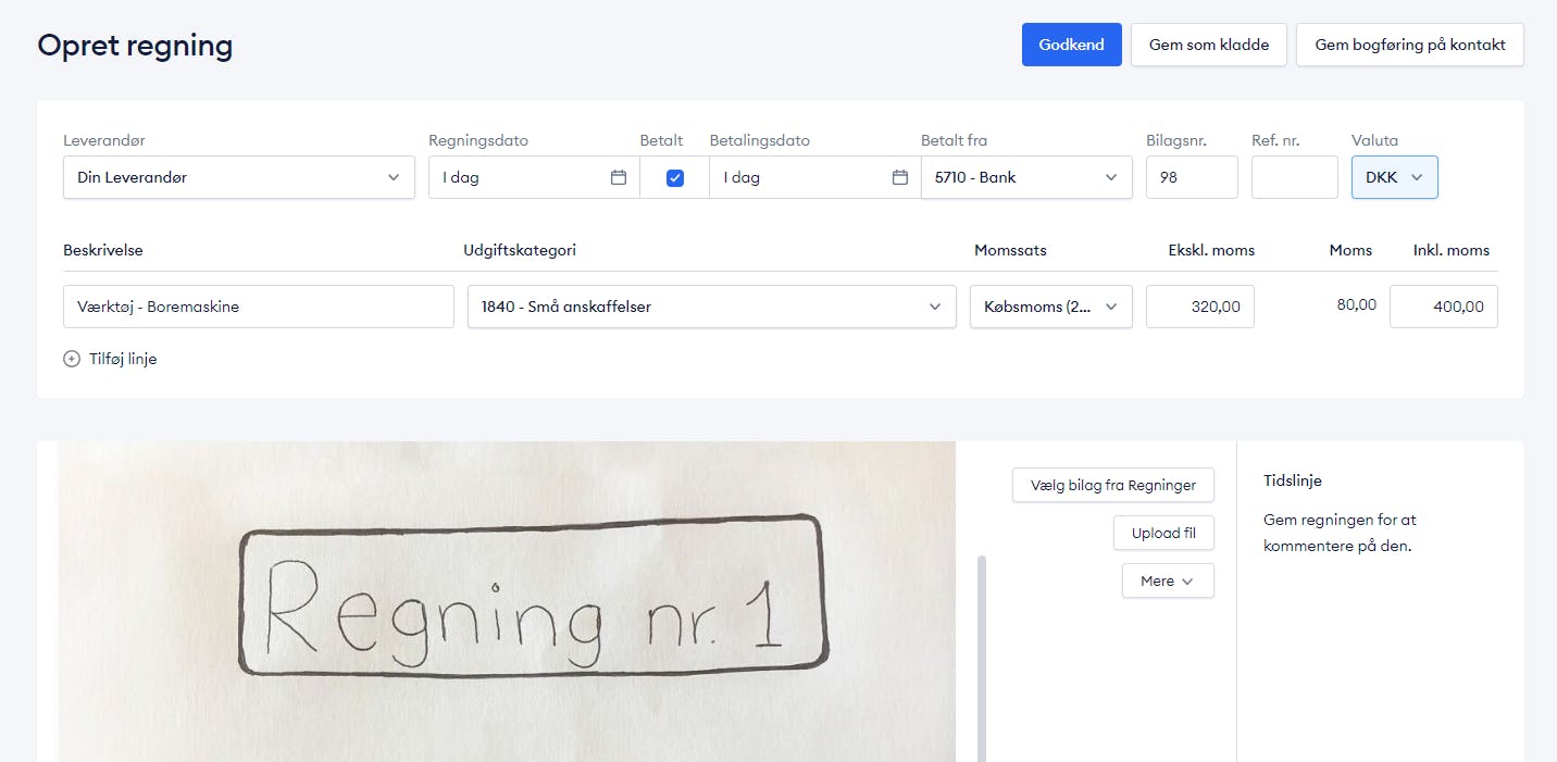 Sådan bogføres værktøj | Billy Regnskabsprogram