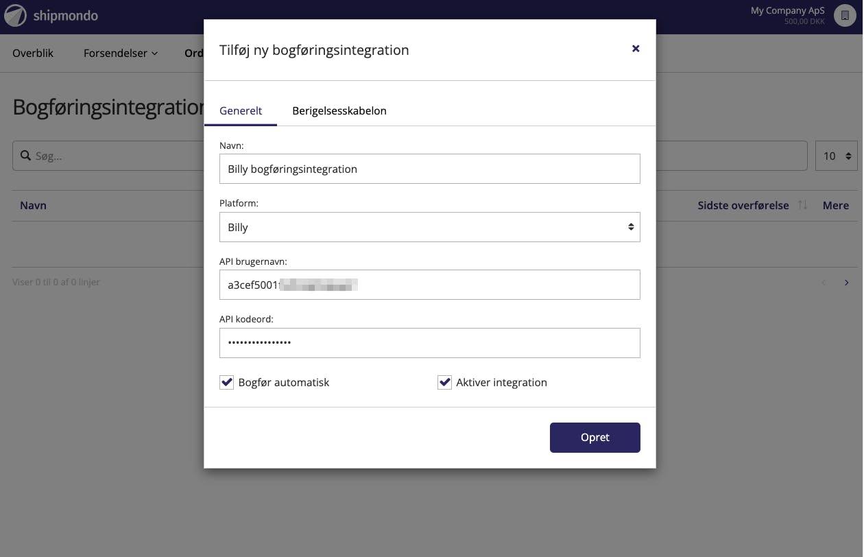 Shipmondo og Billy Regnskabsprogram