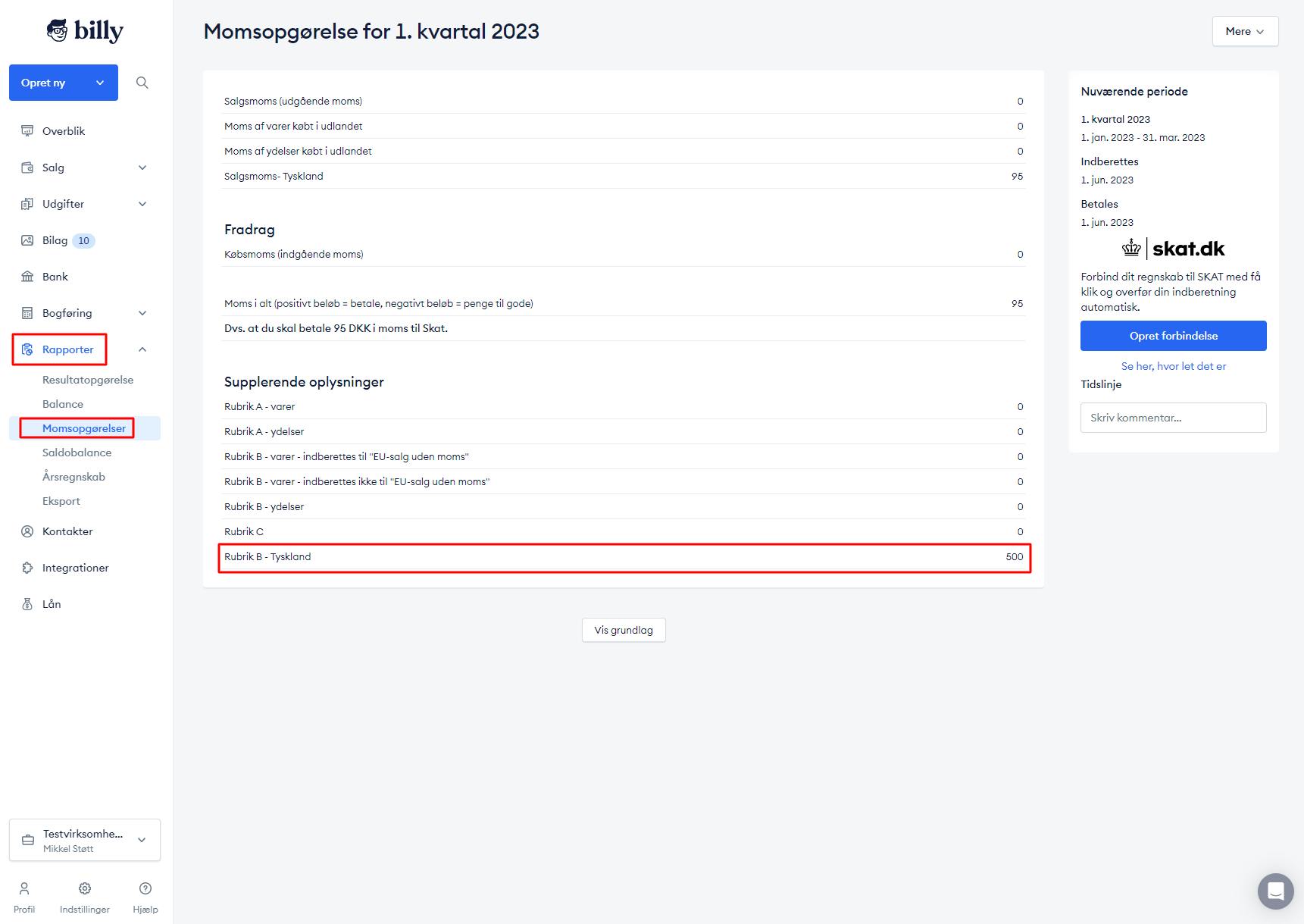 Brug af One Stop Moms i Billy Regnskabsprogram