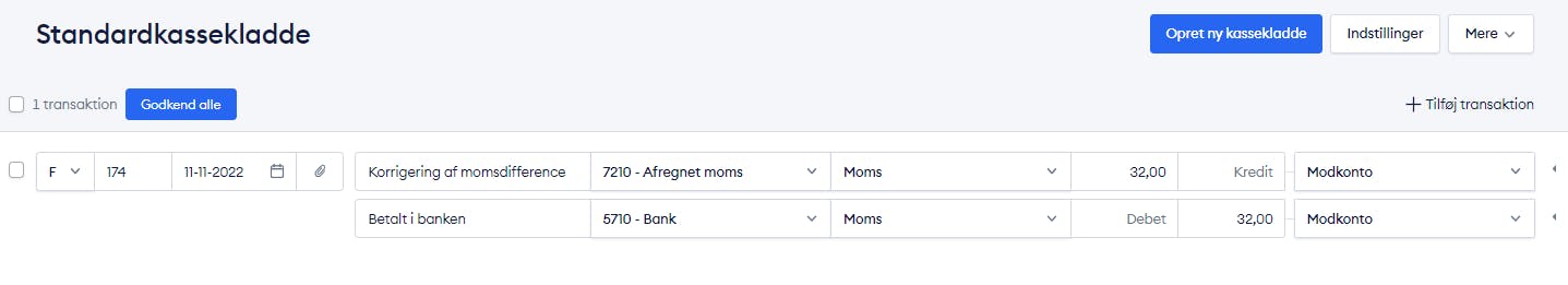 Bogføring af momsbetalingen | Billy regnskabsprogram
