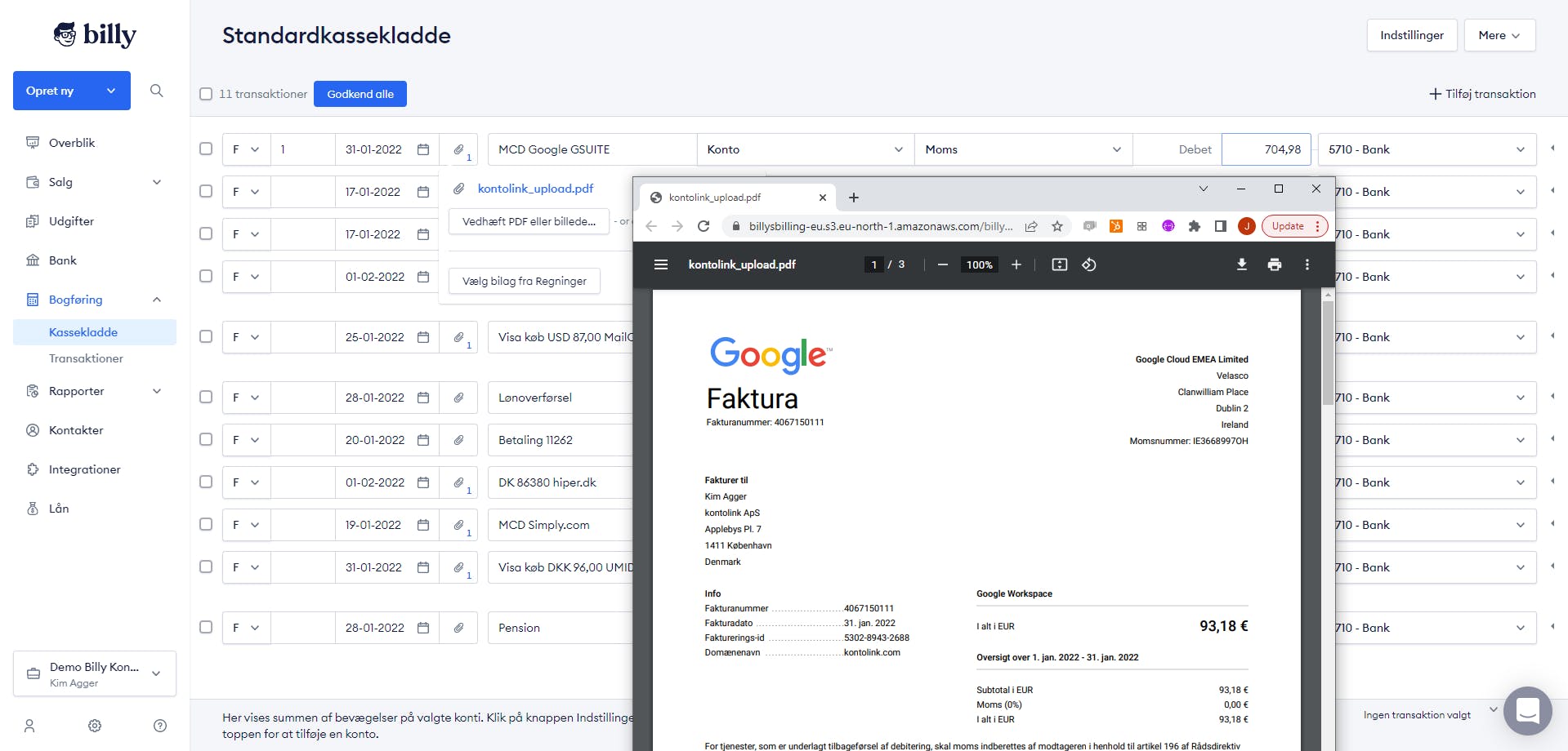 Kontolink og Billy Regnskabsprogram