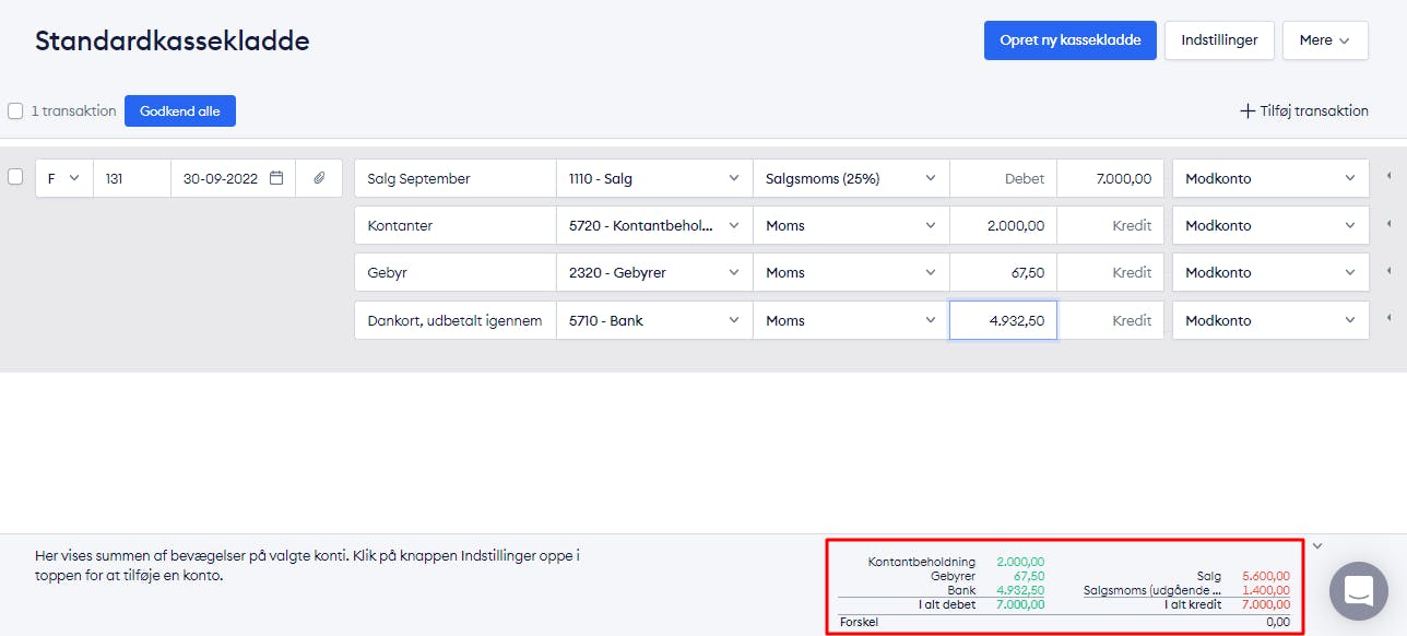 Manuel bogføring af dagens salg | Billy Regnskabsprogram