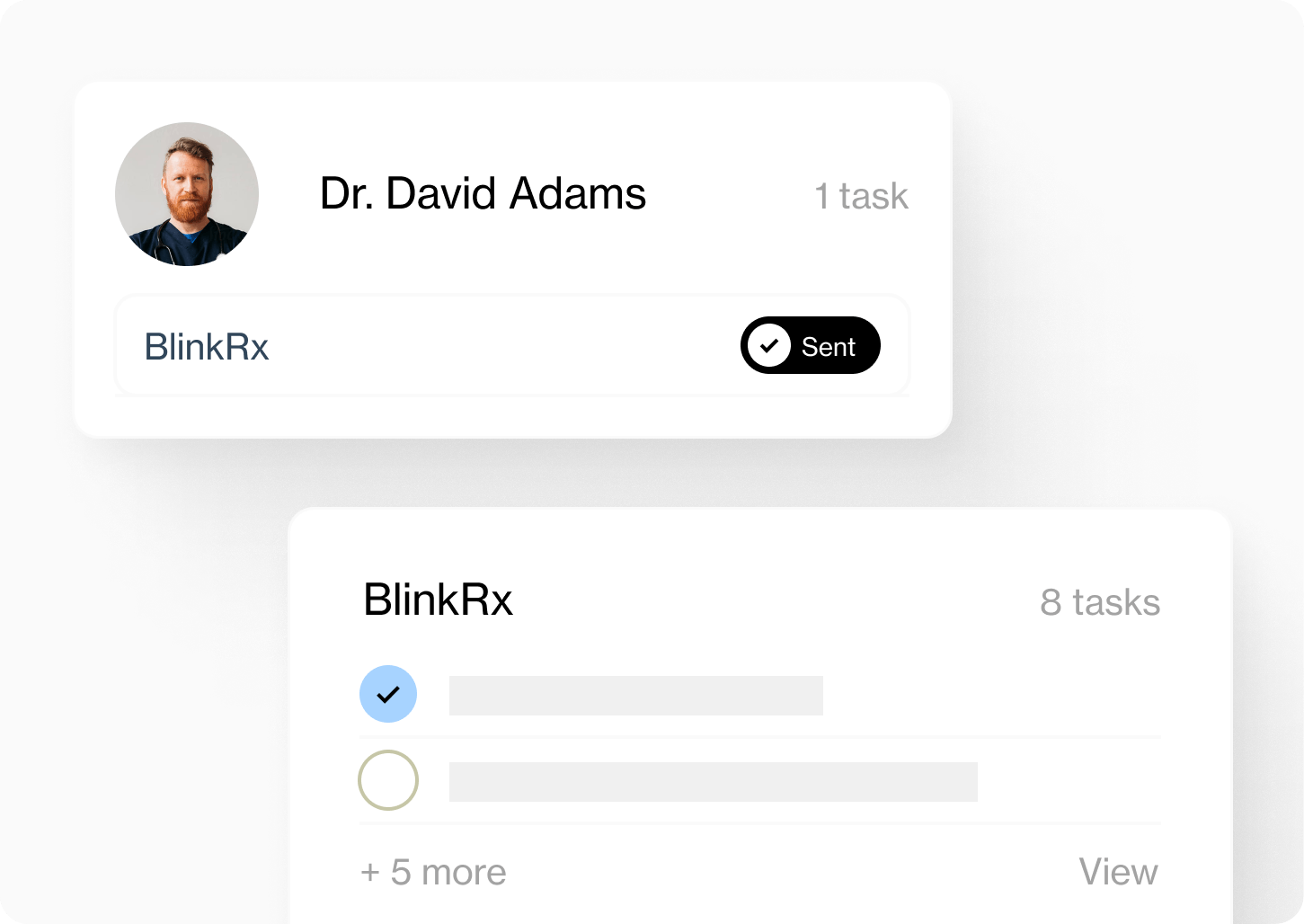 Task card for Dr. David Adams showing one completed task marked as ...