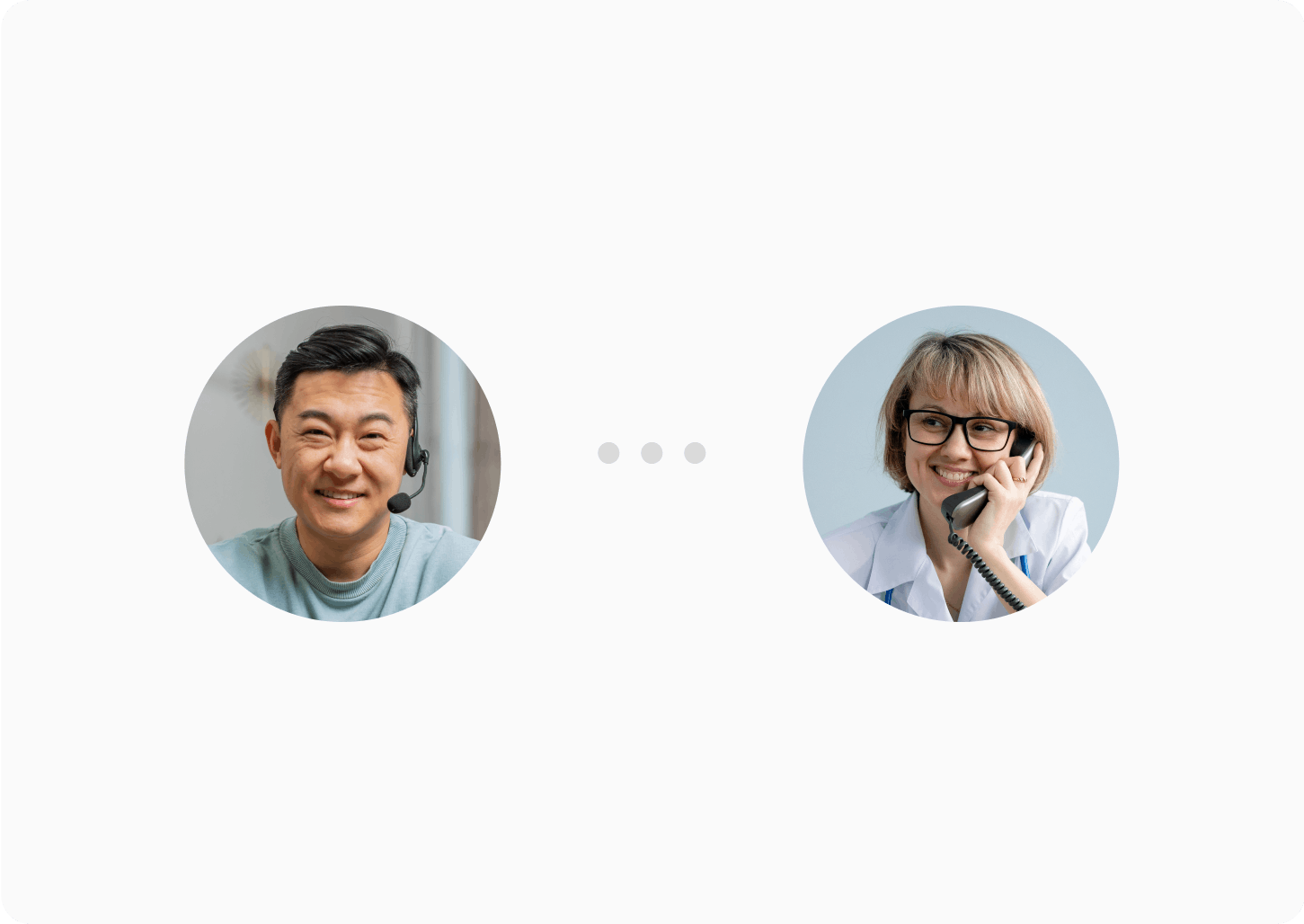 Two healthcare professionals on a call—one man wearing a headset and ...