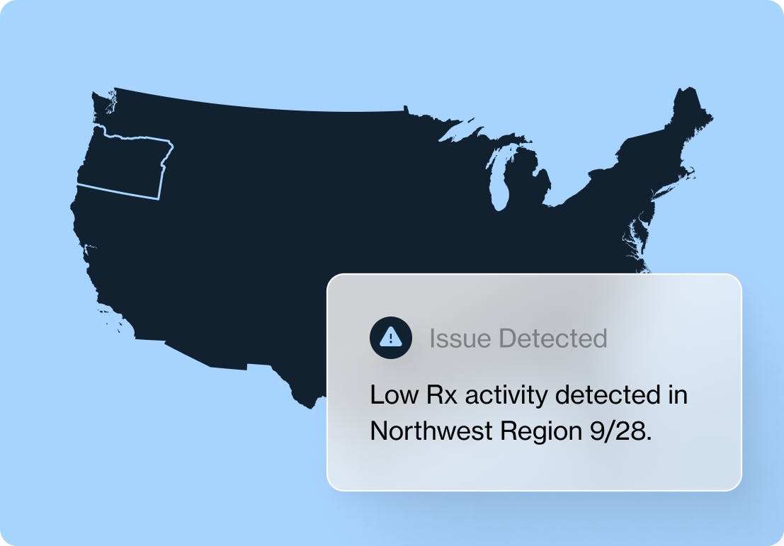 A dark map of the United States with a notification bubble stating ...