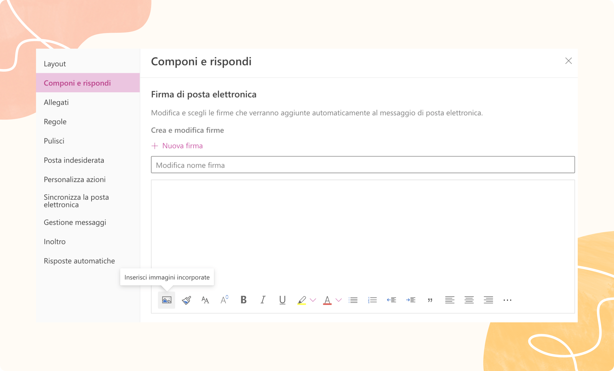 Crea e aggiungi la tua firma di posta elettronica su Outlook