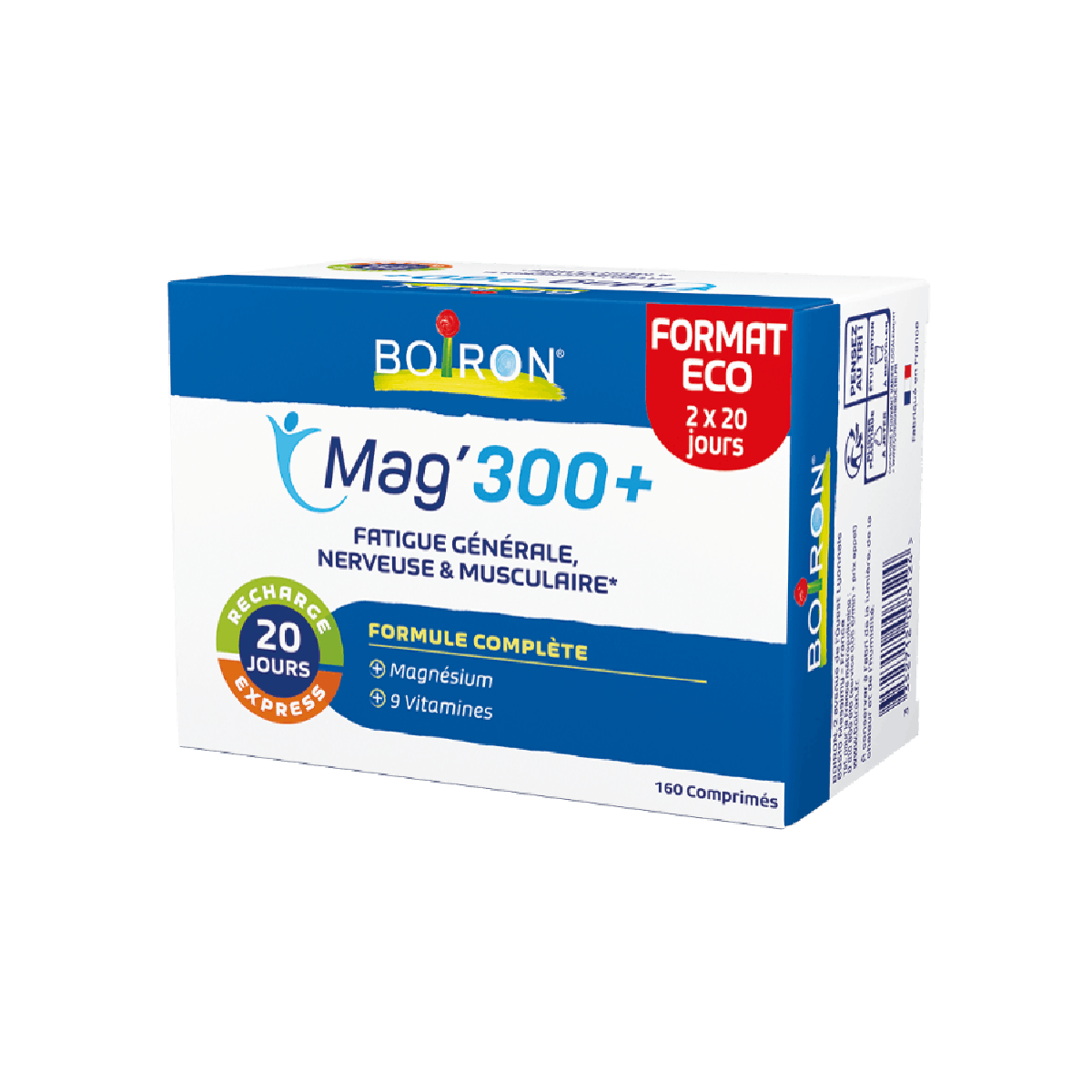 Mag300+, boîte de 80 comprimés à base de magnésium et 9 vitamines ...