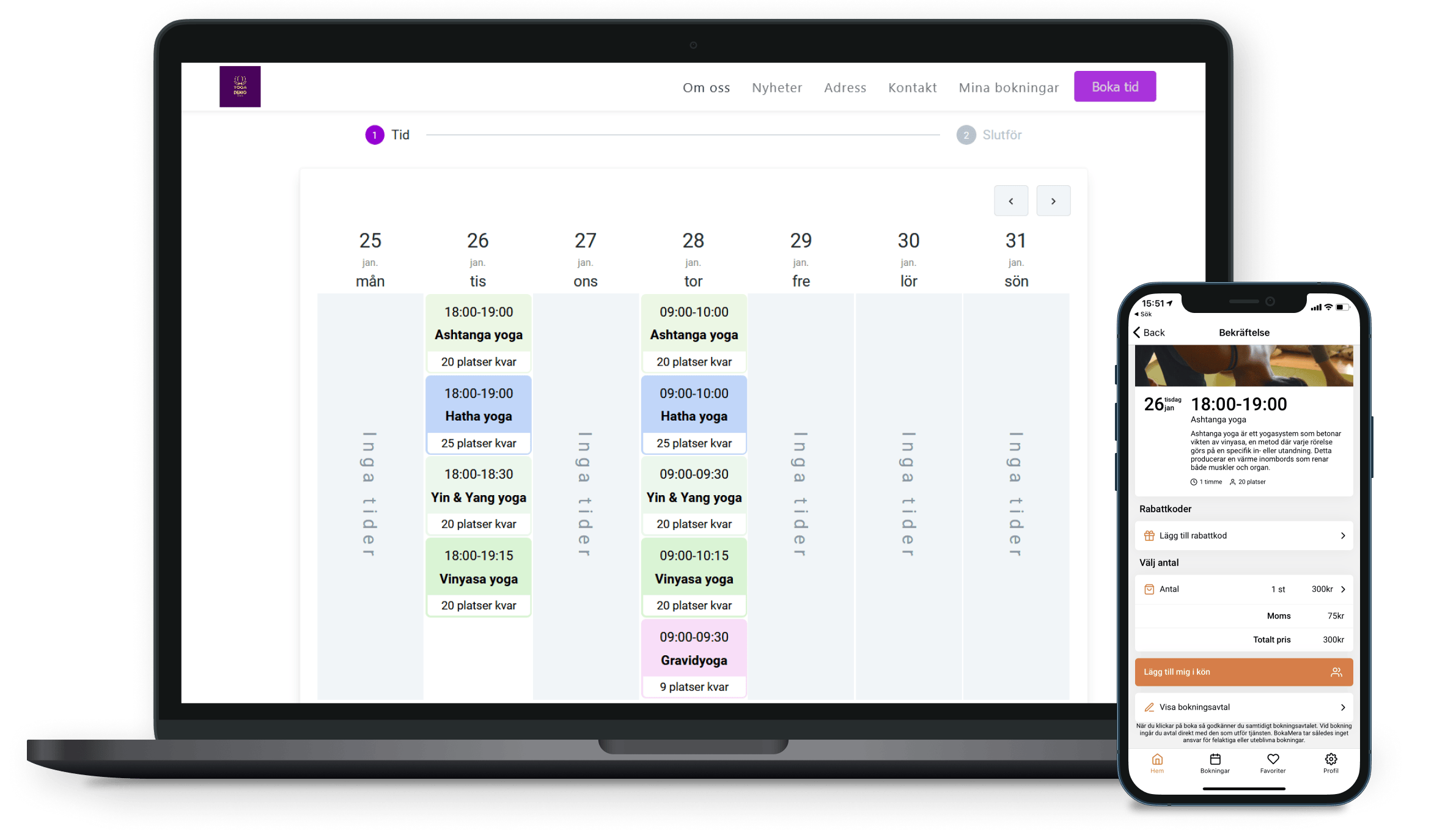 BokaMera online bokningssystem för gruppträning