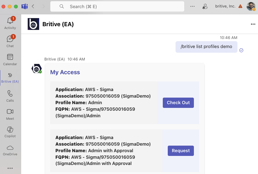 Secure JIT Access Management Through MS Teams | Britive