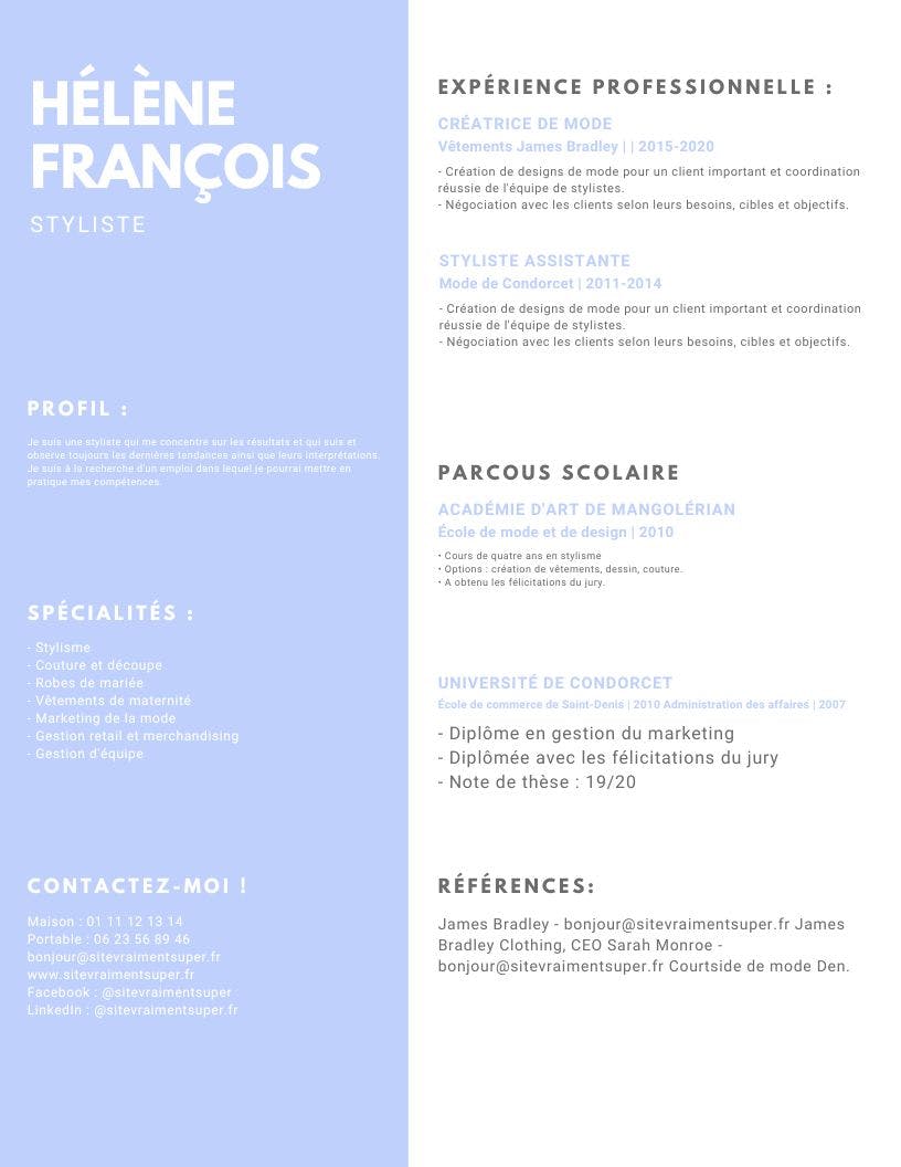 Exemple de CV luxe - Cadremploi