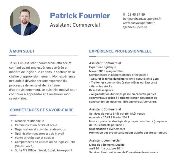 Exemple de CV d’assistant commercial - Cadremploi