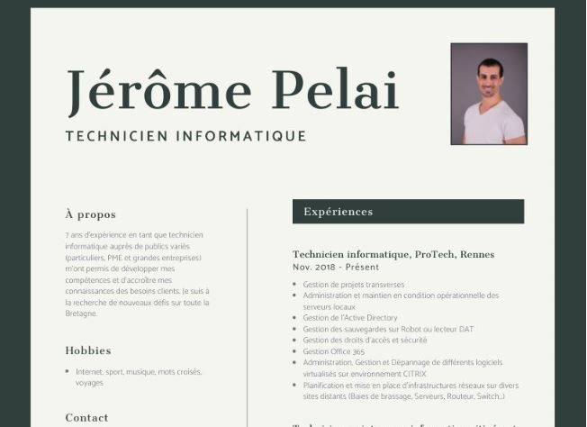 Exemple de CV de technicien informatique - Cadremploi