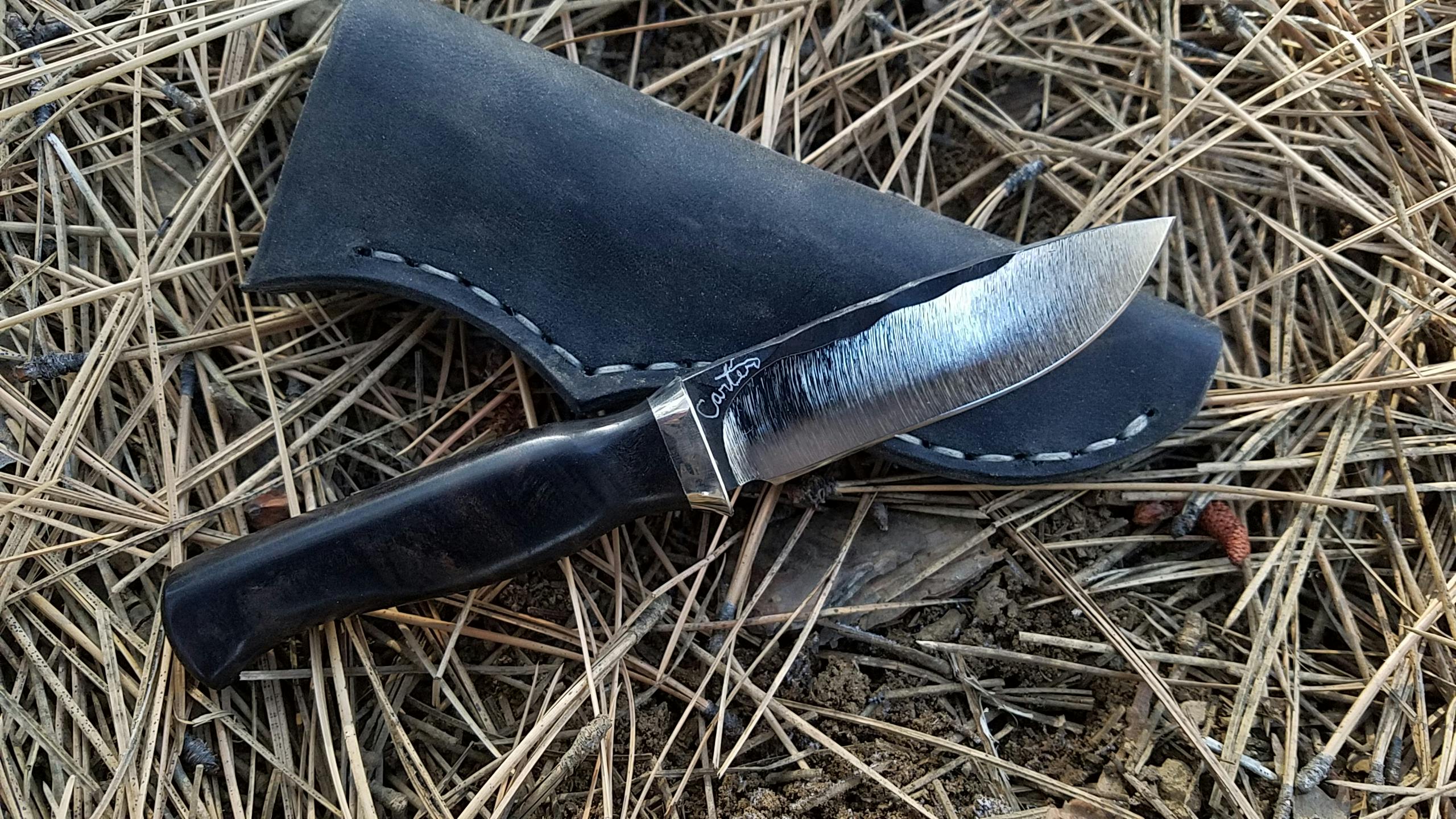 Slotted Tang Dressed In Figured Ebony And Nickel Silver | Carter Knife ...