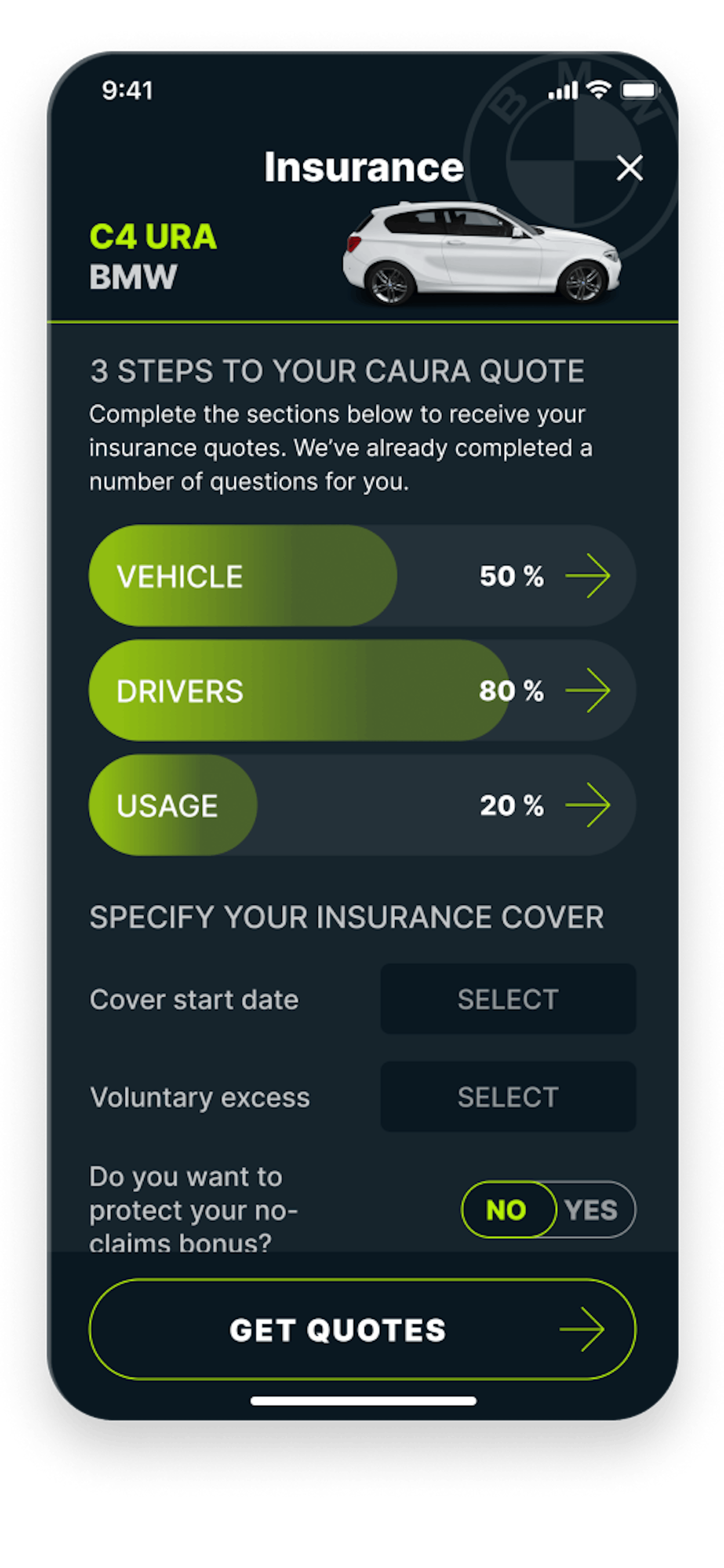 Competitive car insurance quotes in 60 seconds | Caura