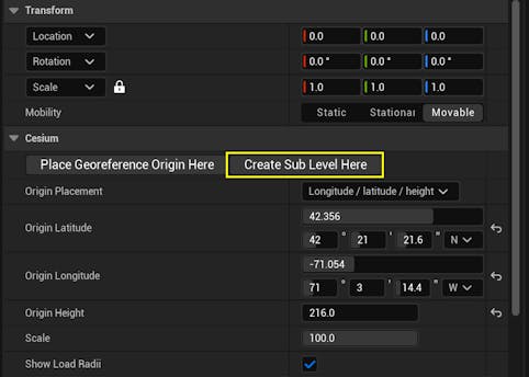 Building Global Scenes with Georeferenced Sublevels – Cesium
