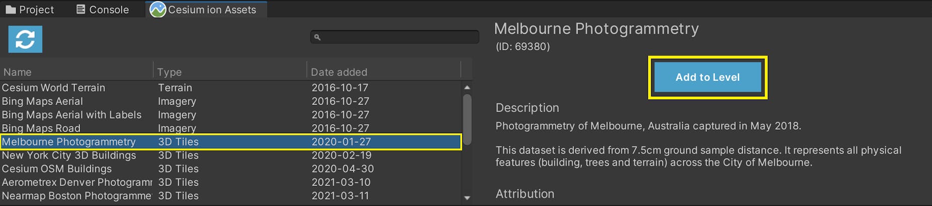 Adding Datasets – Cesium