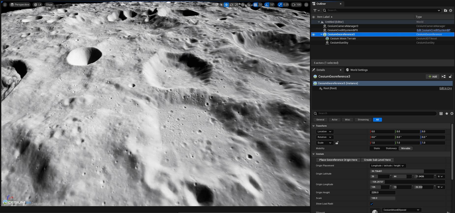 Cesium for Unreal: Getting Started with Cesium Moon Terrain – Cesium