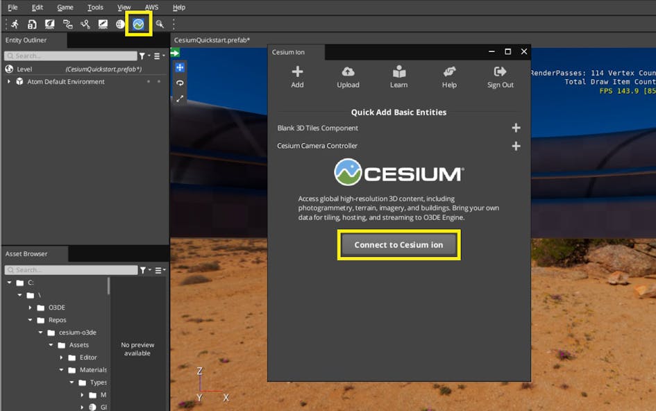 Cesium for O3DE Quickstart – Cesium