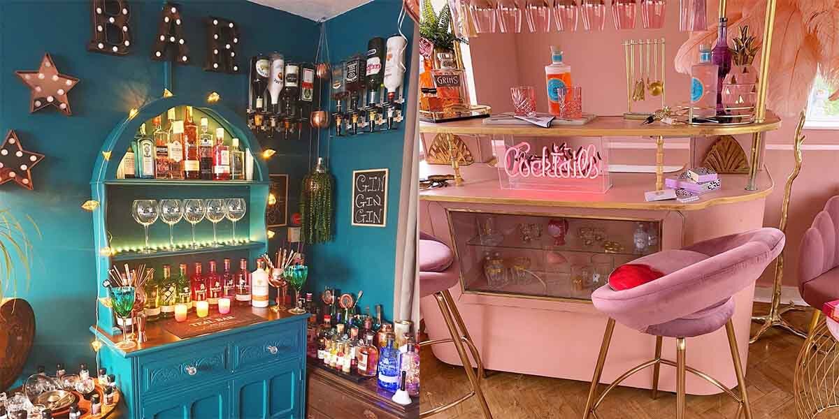 Are these the prettiest home gin bars on the planet? They are so gin ...