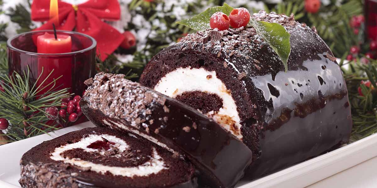 Cherry liqueur turns this boozy chocolate log into an absolute ...