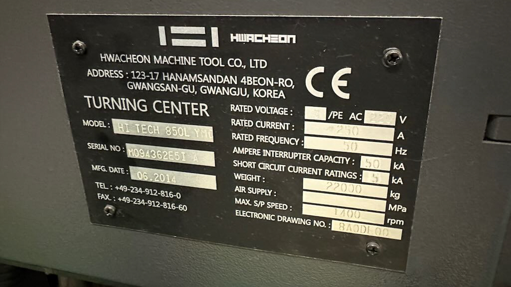 2014 Hwacheon Hi-Tech 850L YMC CNC Turning Centre - Extra-Large ...