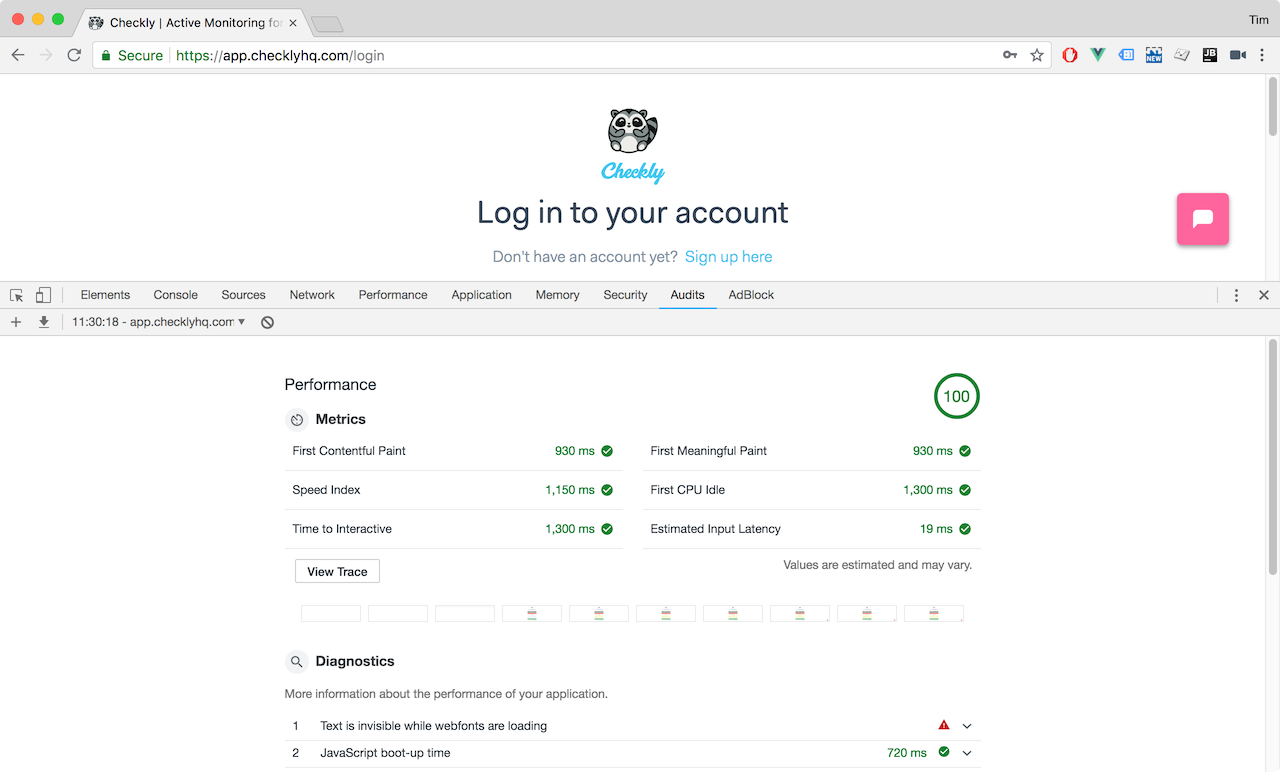 How Checkly Achieved 100% Lighthouse Score for Vue.js App