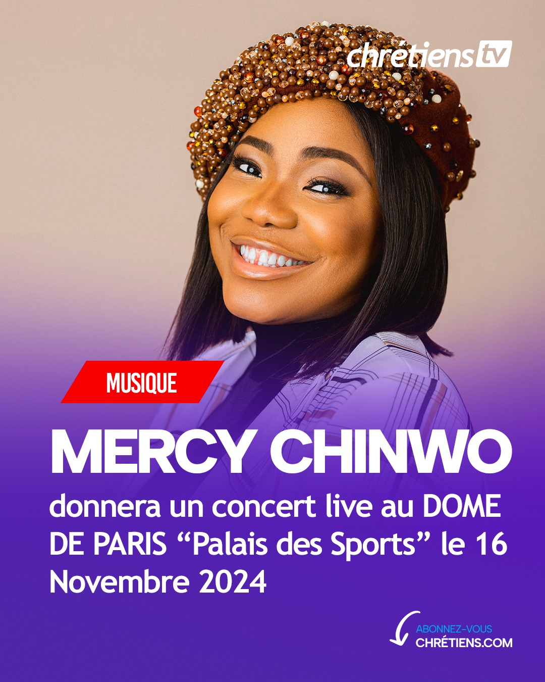 Mercy Chinwo en concert à Paris le 16 novembre 2024