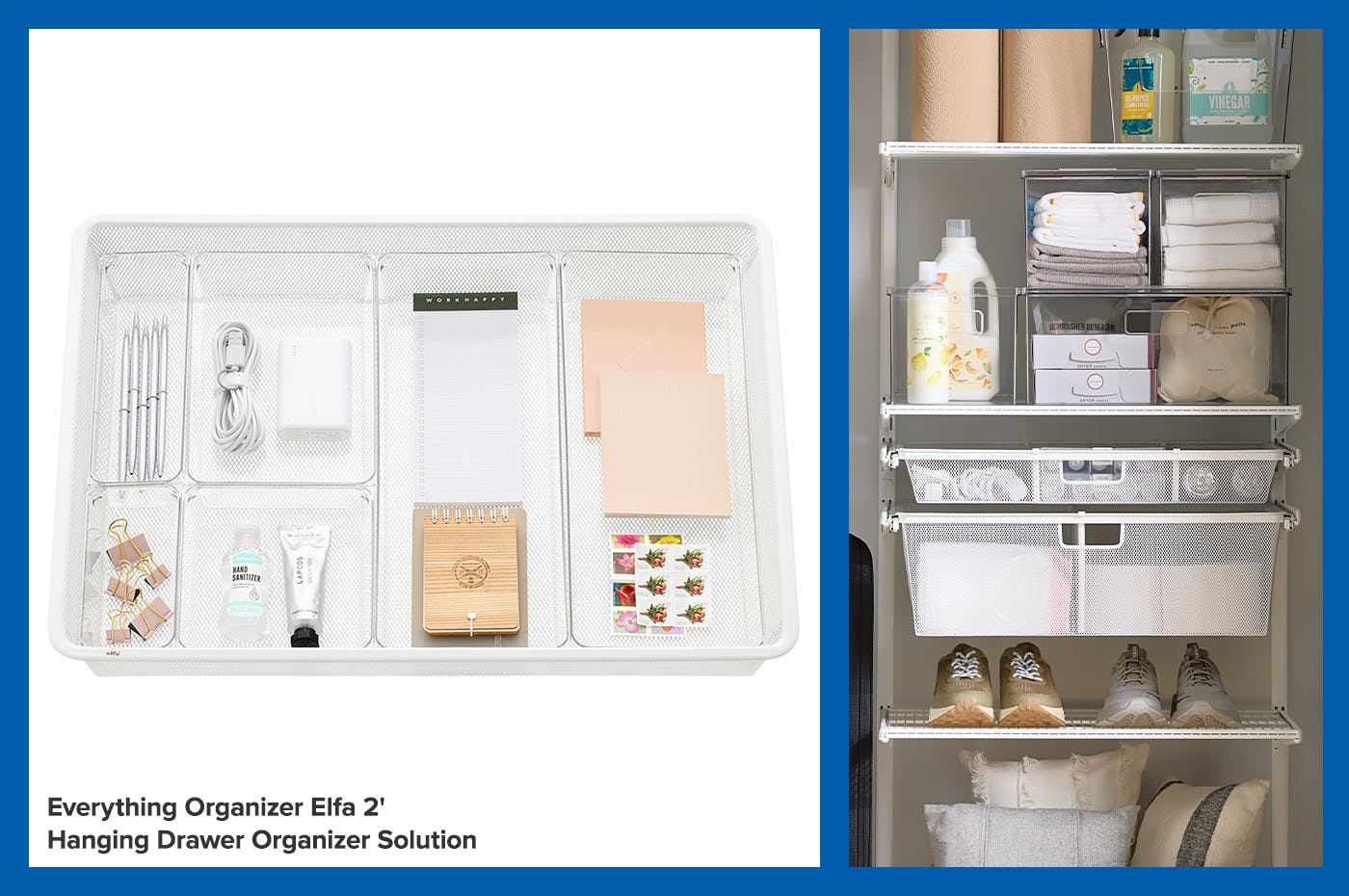 White Elfa classic 2' Mesh Hanging Drawers & Frame | The Container Store