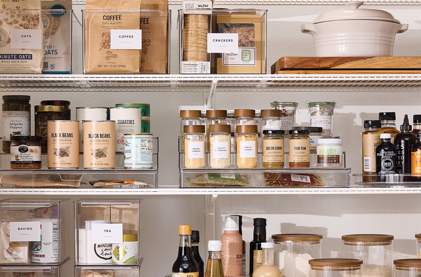 Shelf-Depth Pantry Bin with Divider | The Container Store