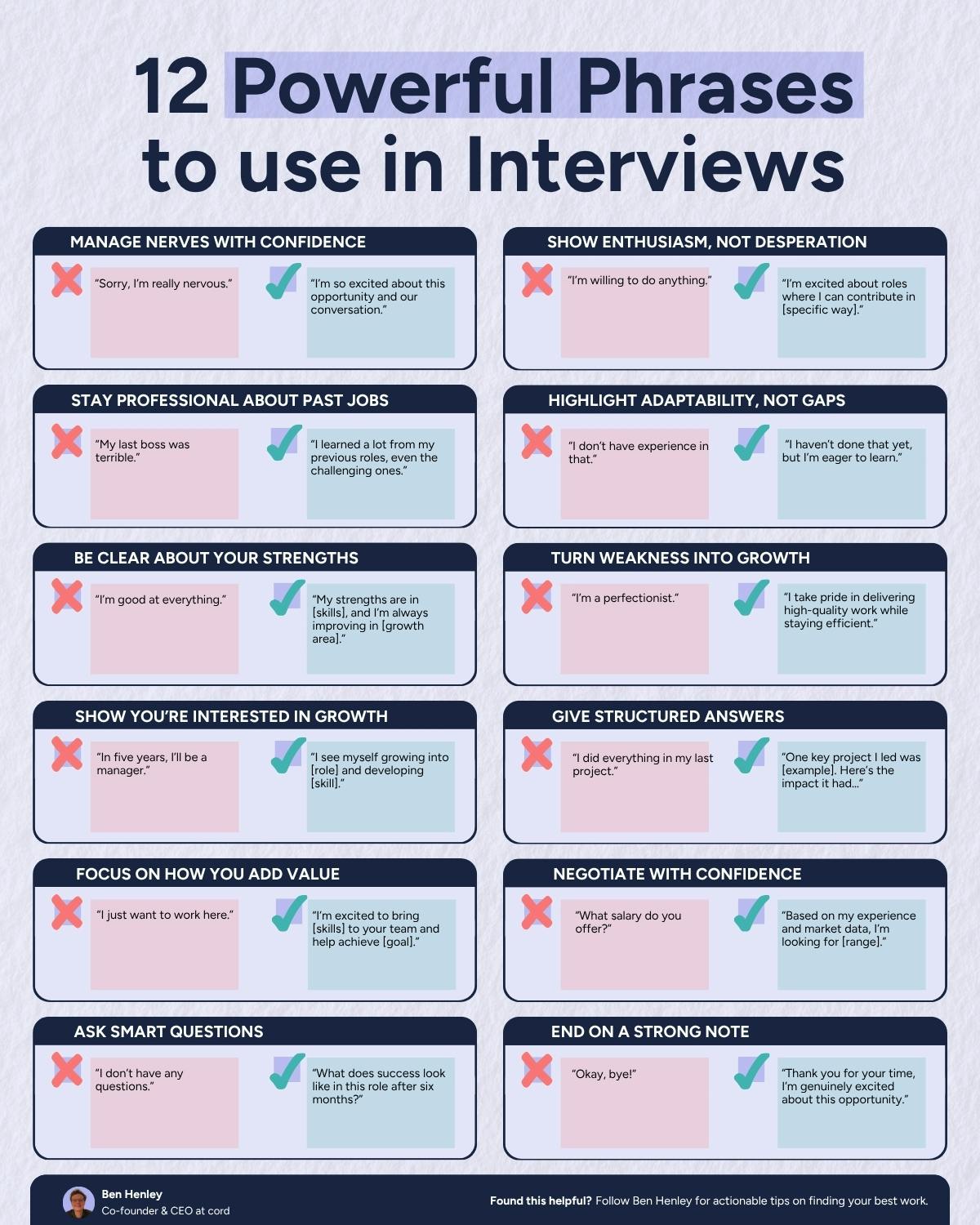 12 Powerful Phrases to use in Interviews - cord