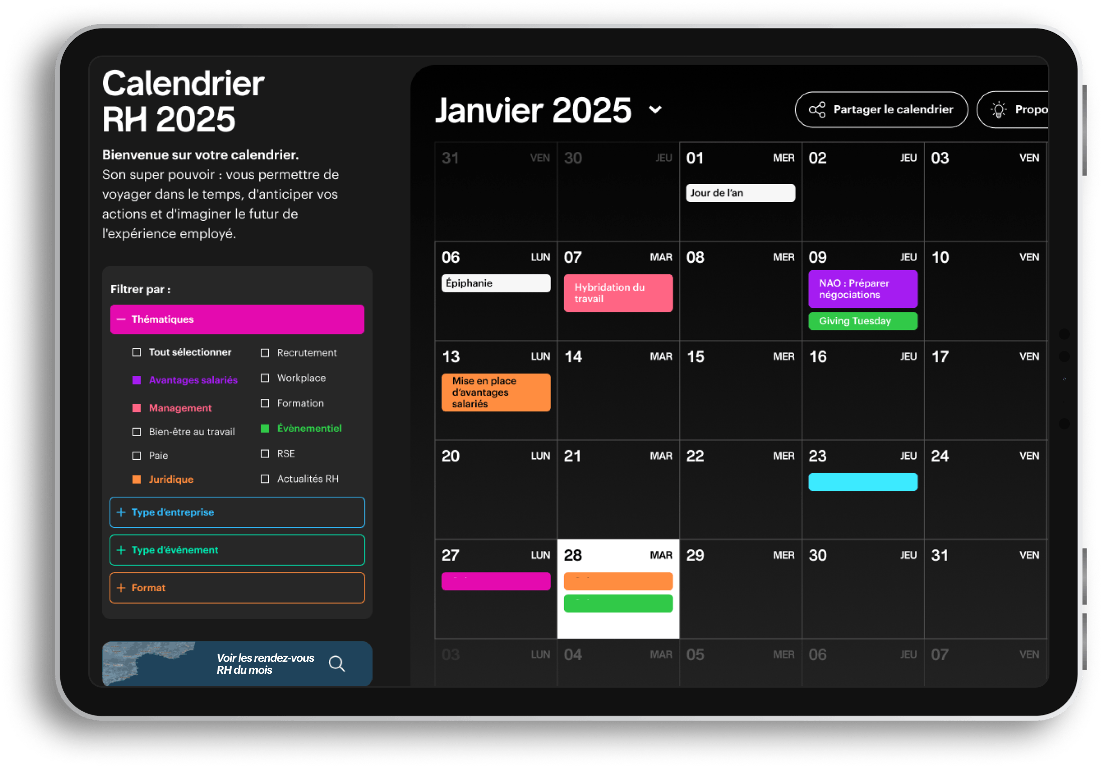 Téléchargez gratuitement le Calendrier RH 2025 de Swile x Deskeo ! - Deskeo