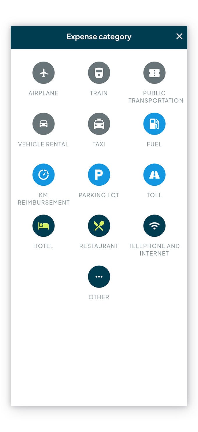 Expense report in an app - Fluida