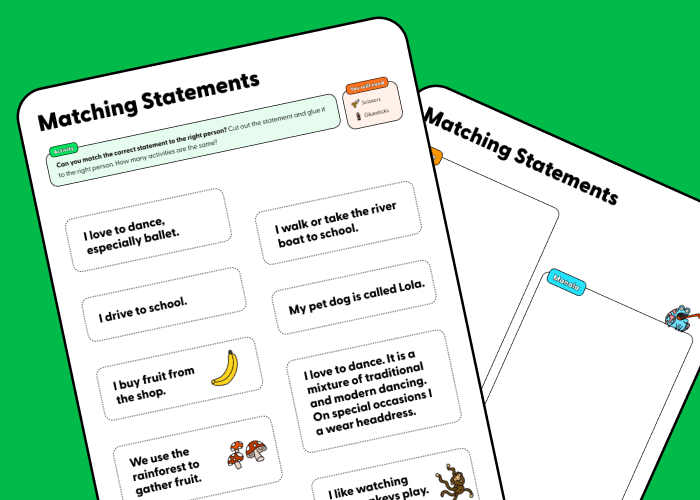 Matching Statements - Earth Cubs