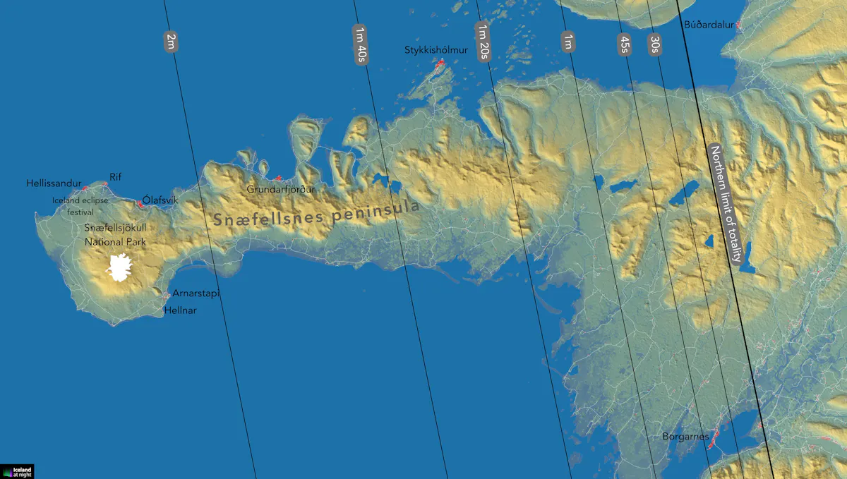 Maps of Iceland for the 2026 total solar eclipse | Eclipse 2026