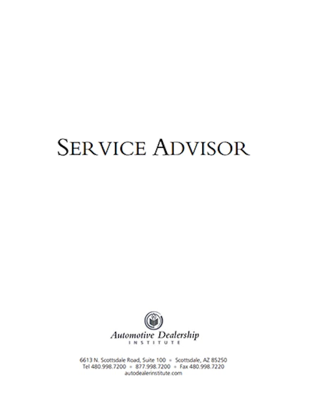 Service advisor Training Manual PDF (Free) | SC Training (formerly ...
