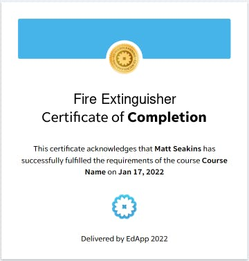 Free Fire Extinguisher certificate template | EdApp
