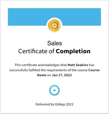 Free Sales certificate template | EdApp Microlearning